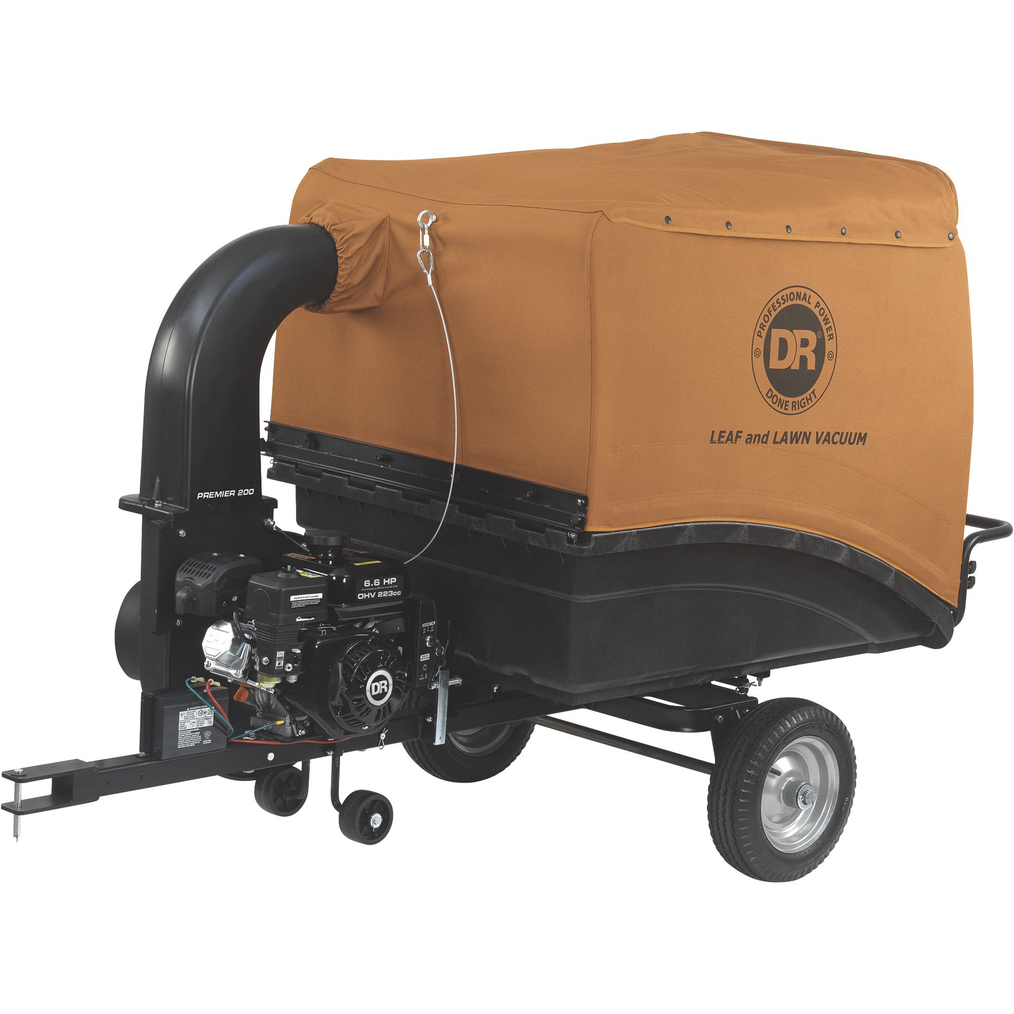 DR Power Premier 200 Tow-Behind Lawn and Leaf Vacuum — 35in.W, 223cc Engine, 500-Lb. Capacity ...